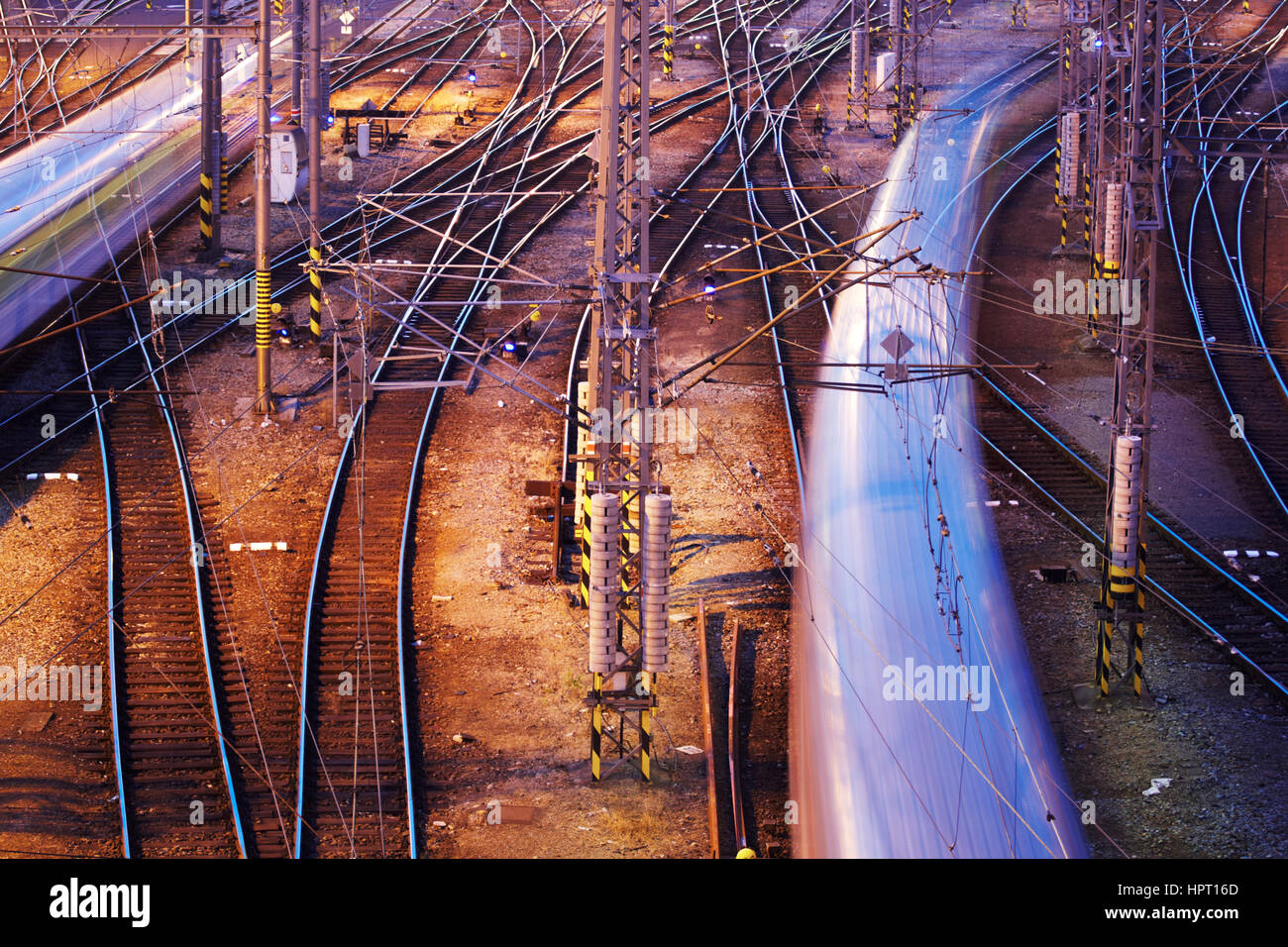 Complicated rail network, Prague Stock Photo - Alamy