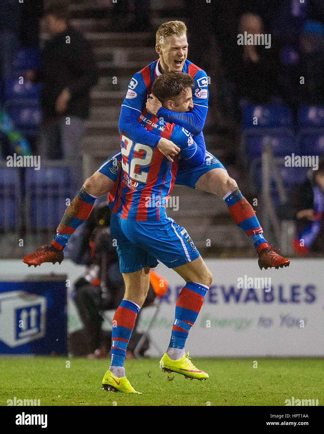 Inverness Billy McKay (top) celebrates scoring his side's second goal ...