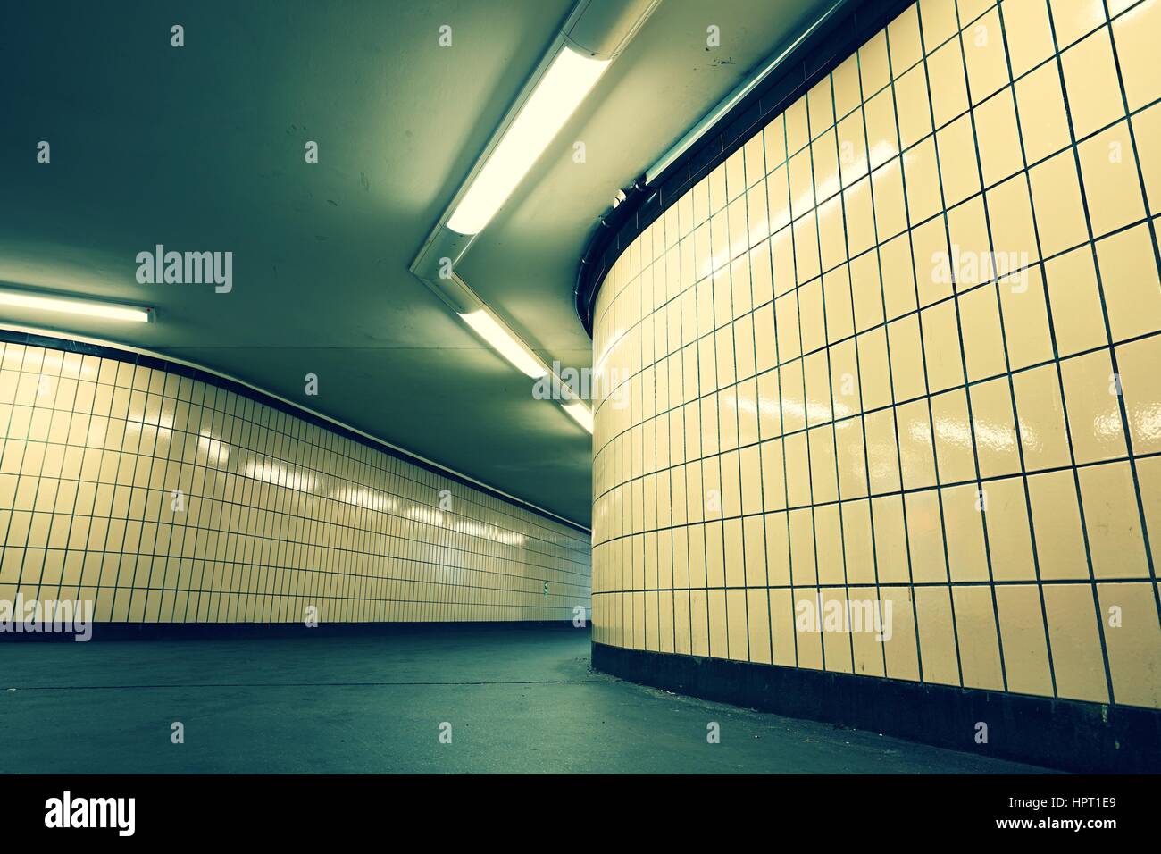 Underground passage from subway. Narrow exit to the city Stock Photo ...