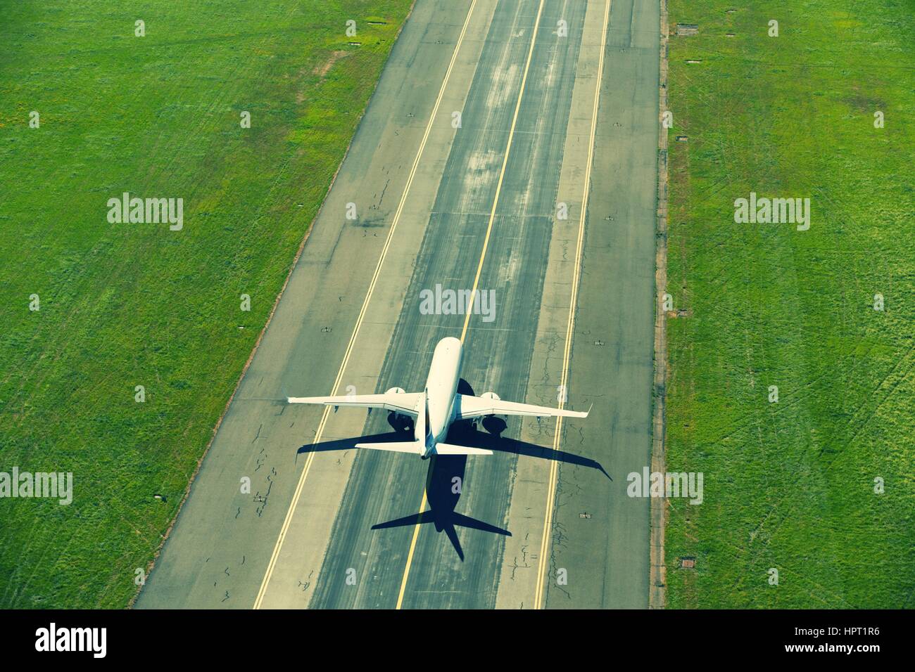 Airport - airplane before take off Stock Photo - Alamy