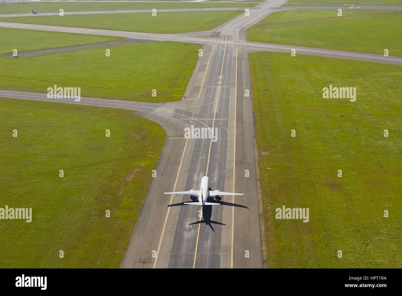 Airport - airplane before take off Stock Photo - Alamy