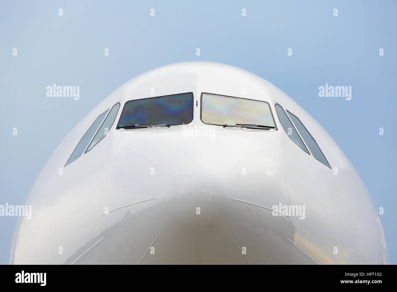 Front view of the airplane with clear sky Stock Photo - Alamy