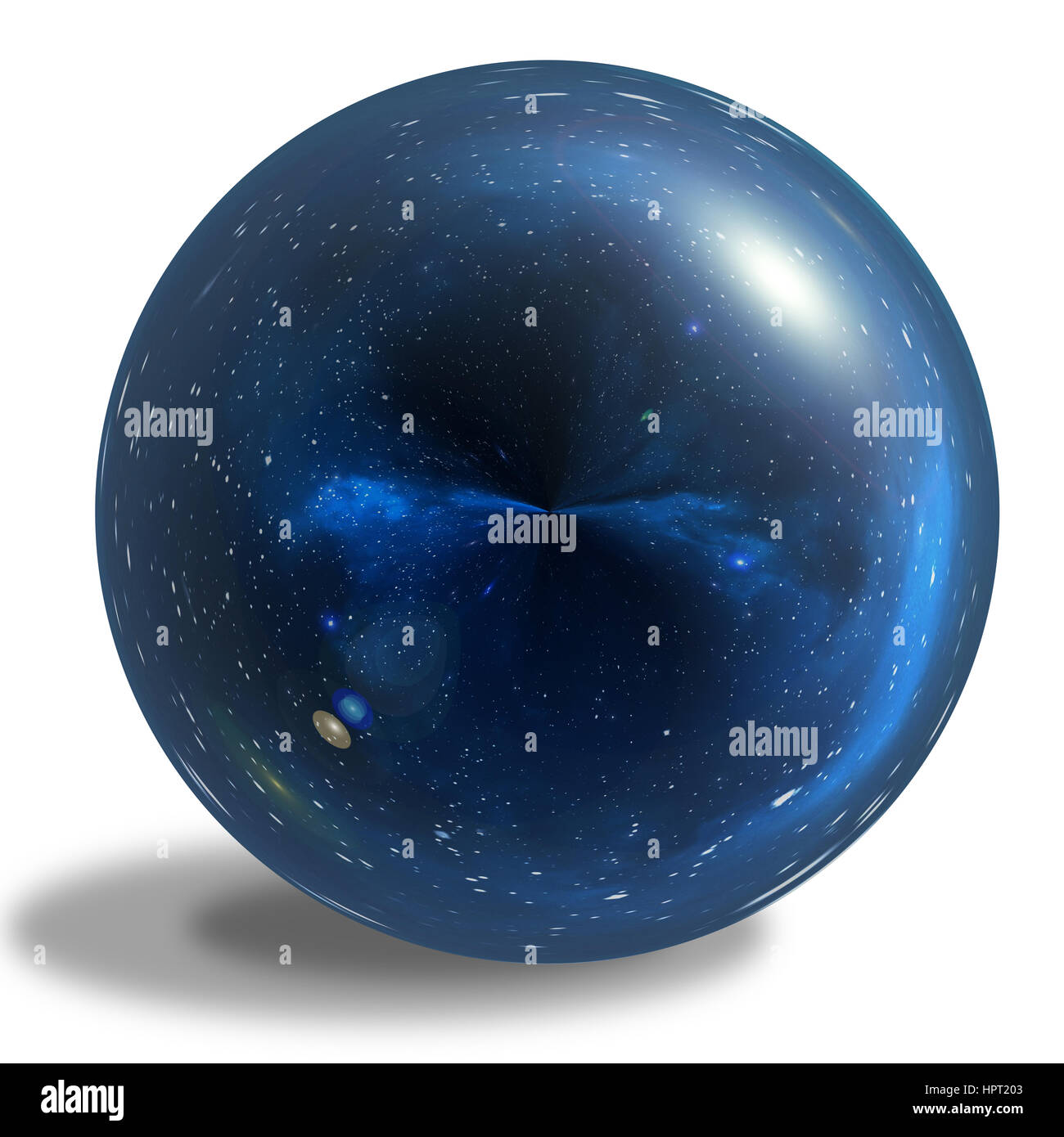 Illustration of blue glossy galaxy sphere isolated on white background ...