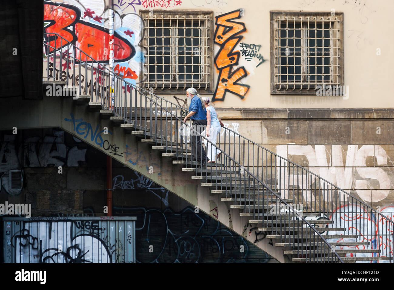 Graffiti on stairs hi-res stock photography and images - Alamy