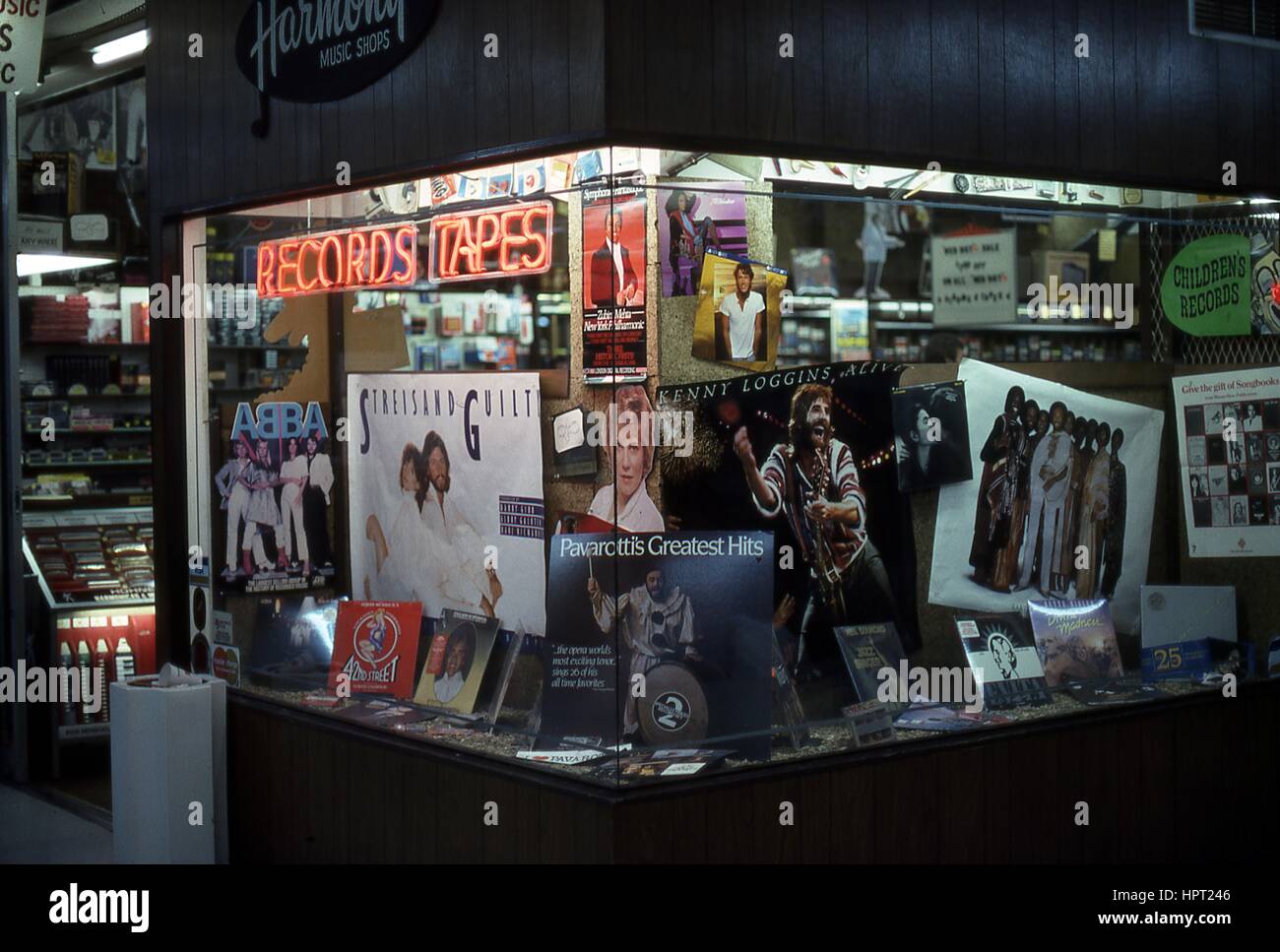 Window display at Harmony Music Shop, a record store in New York City ...