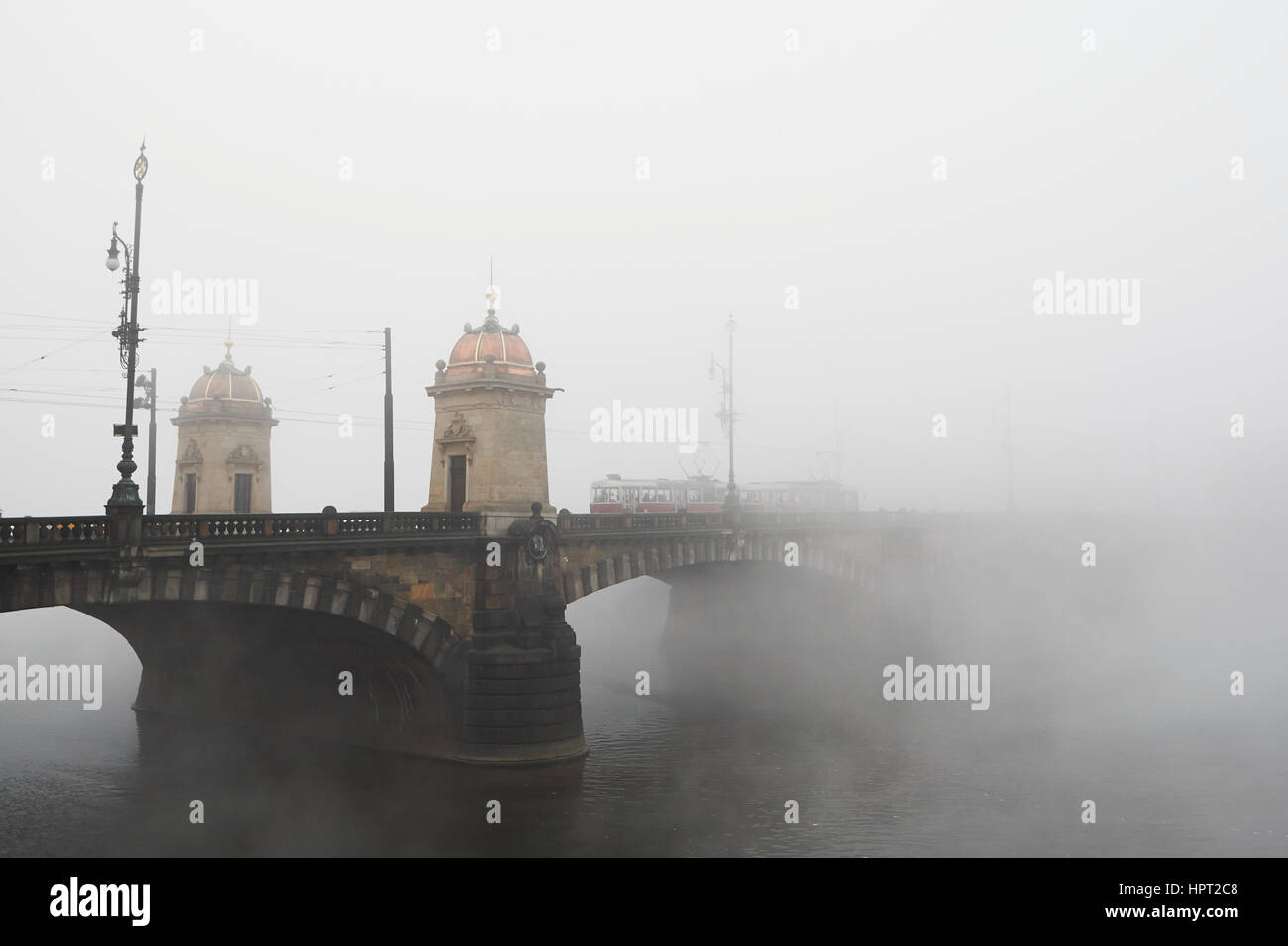 Old bridge in mystery fog, Prague Stock Photo - Alamy