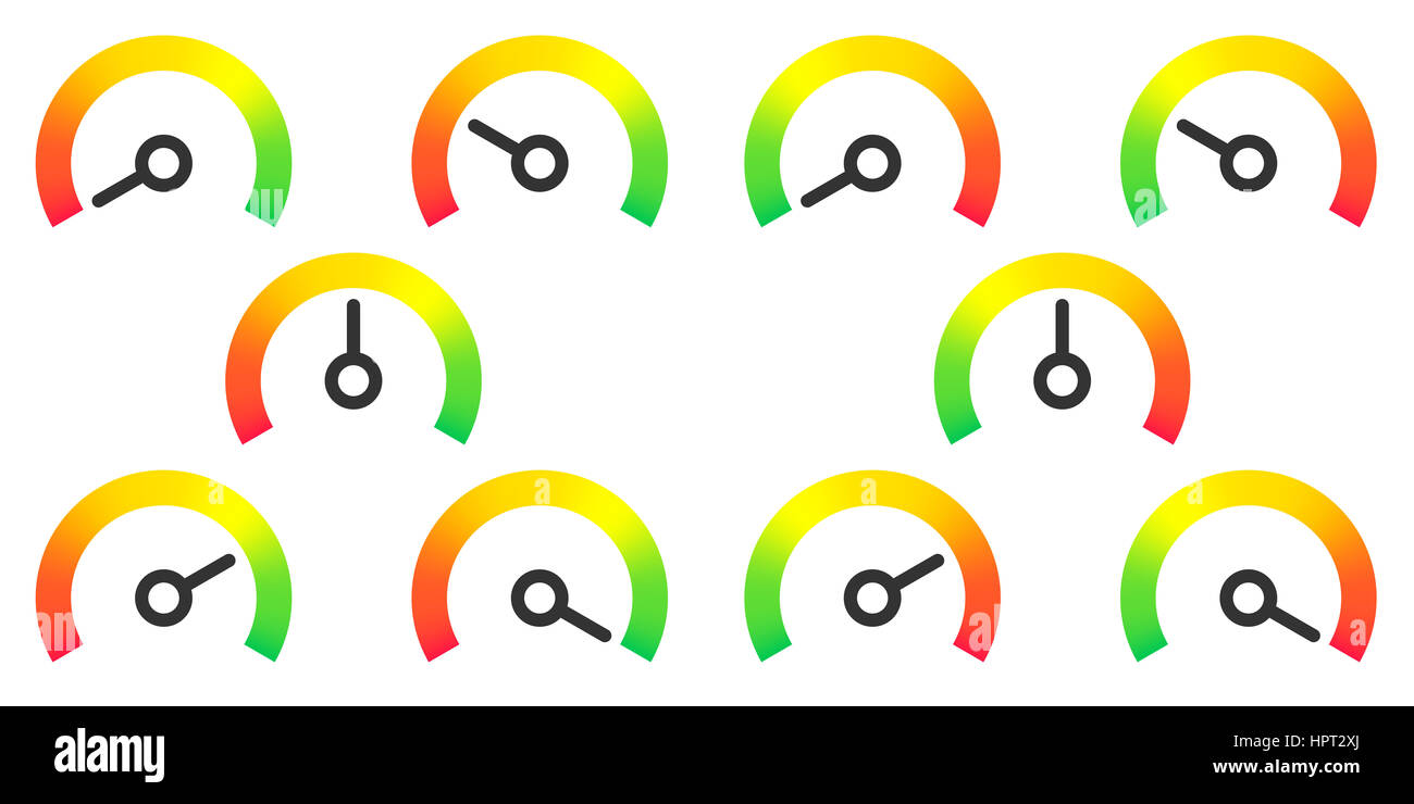 meter signs infographic gauge element from red to green and green to ...
