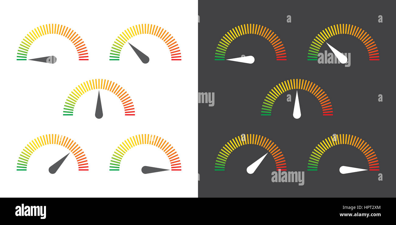 meter signs infographic gauge element from green to red vector ...
