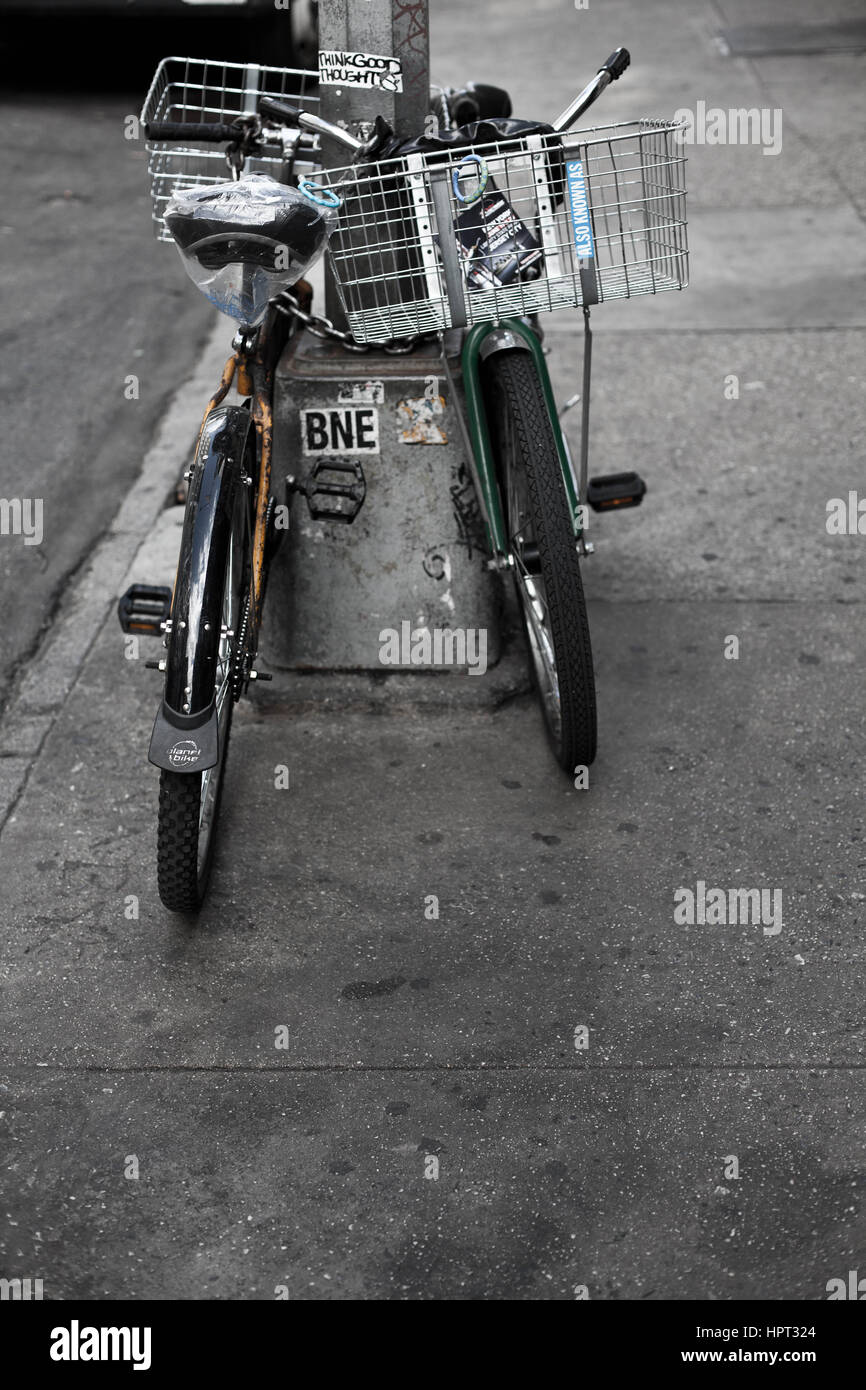 Bicycles on the sidewalk Stock Photo - Alamy