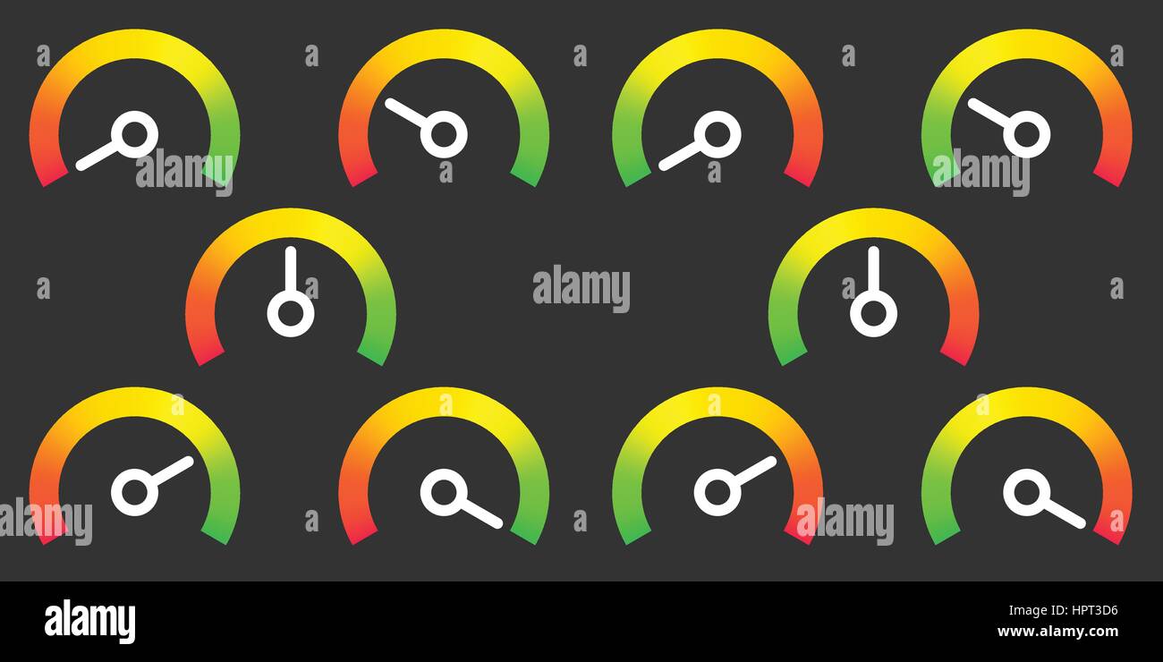 meter signs infographic gauge element from red to green and green to ...