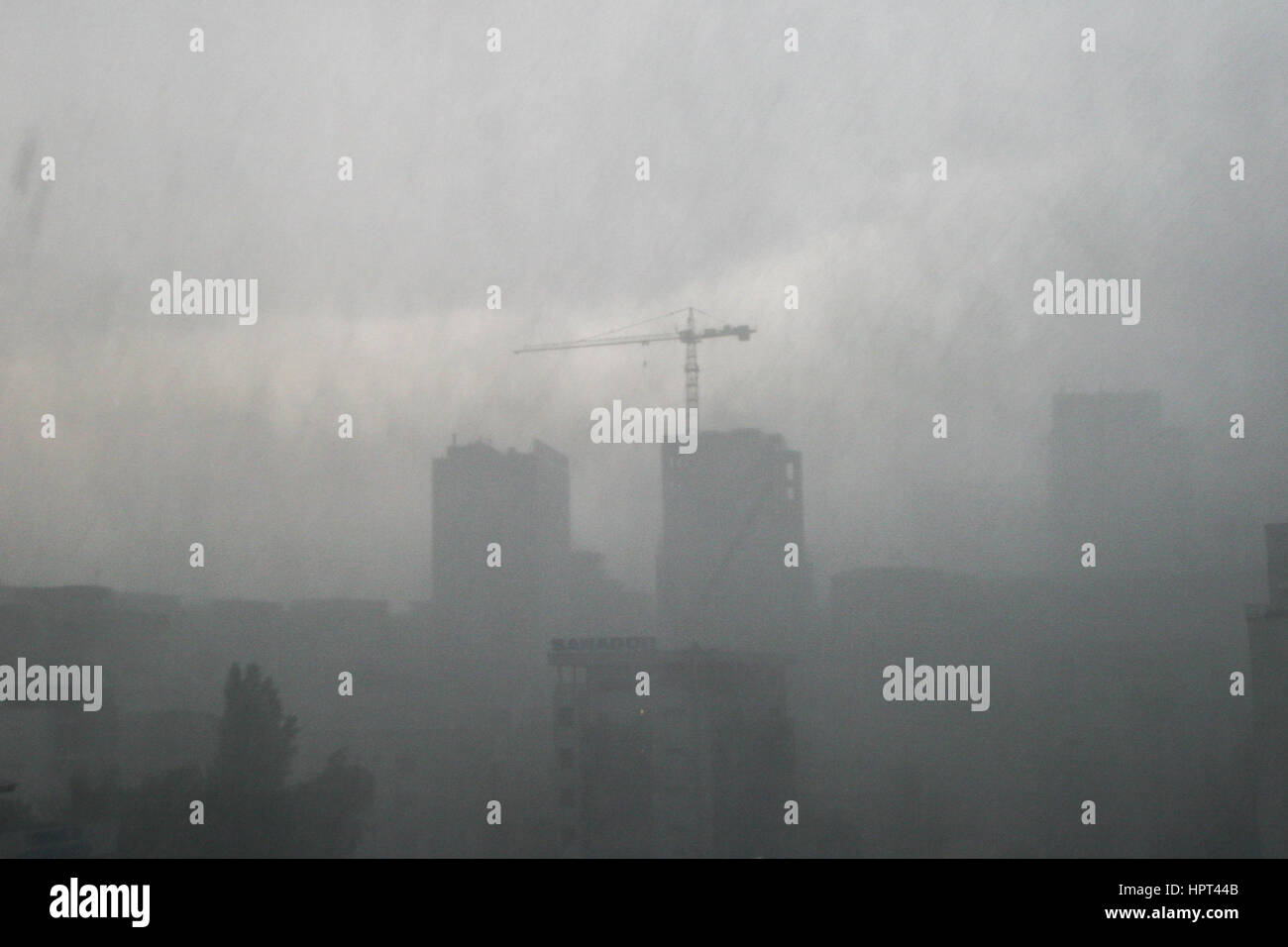 Bucharest, Romania, July 6, 2009: Heavy rain over Bucharest Stock Photo ...