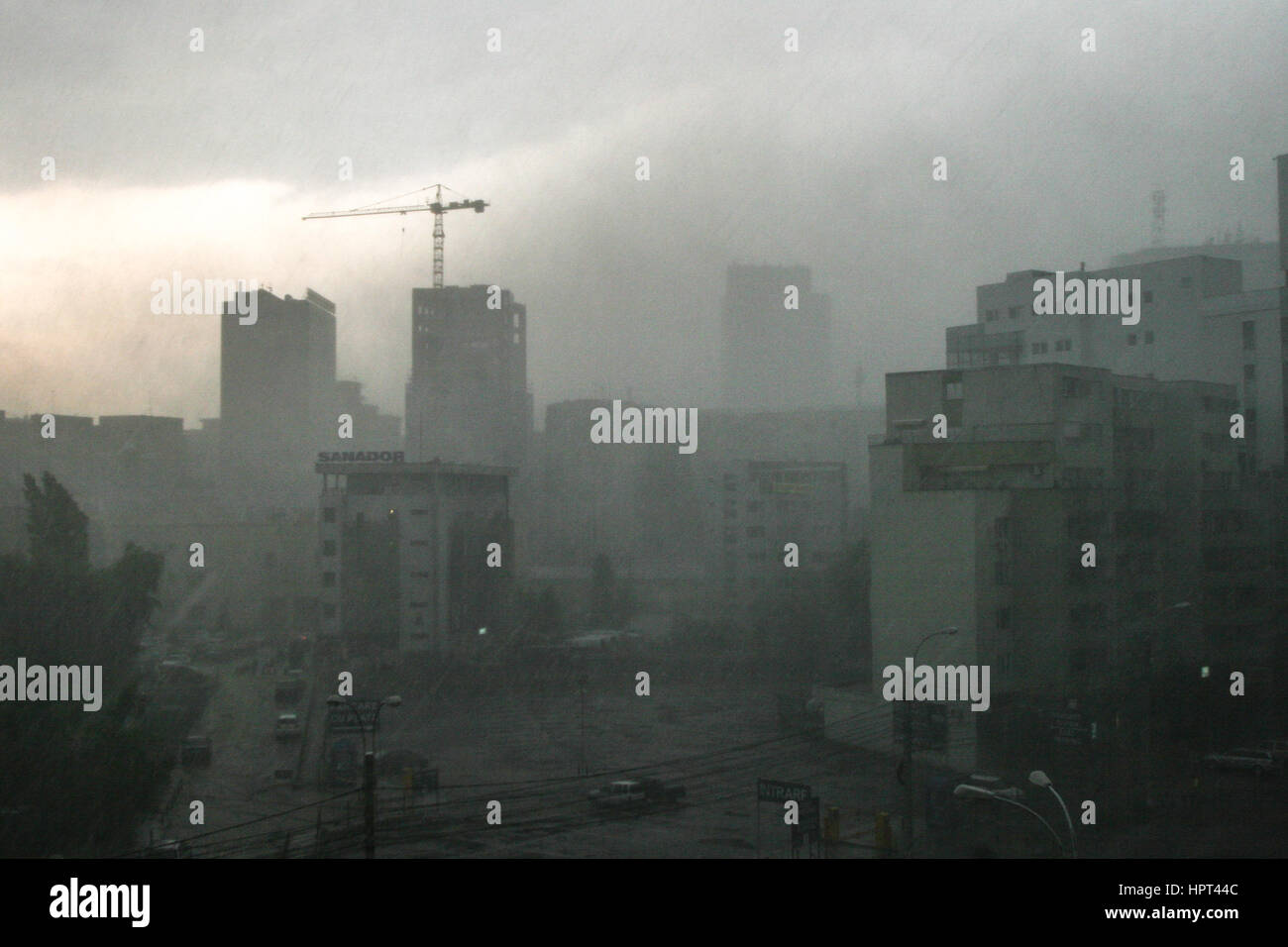 Bucharest, Romania, July 6, 2009: Heavy rain over Bucharest Stock Photo ...