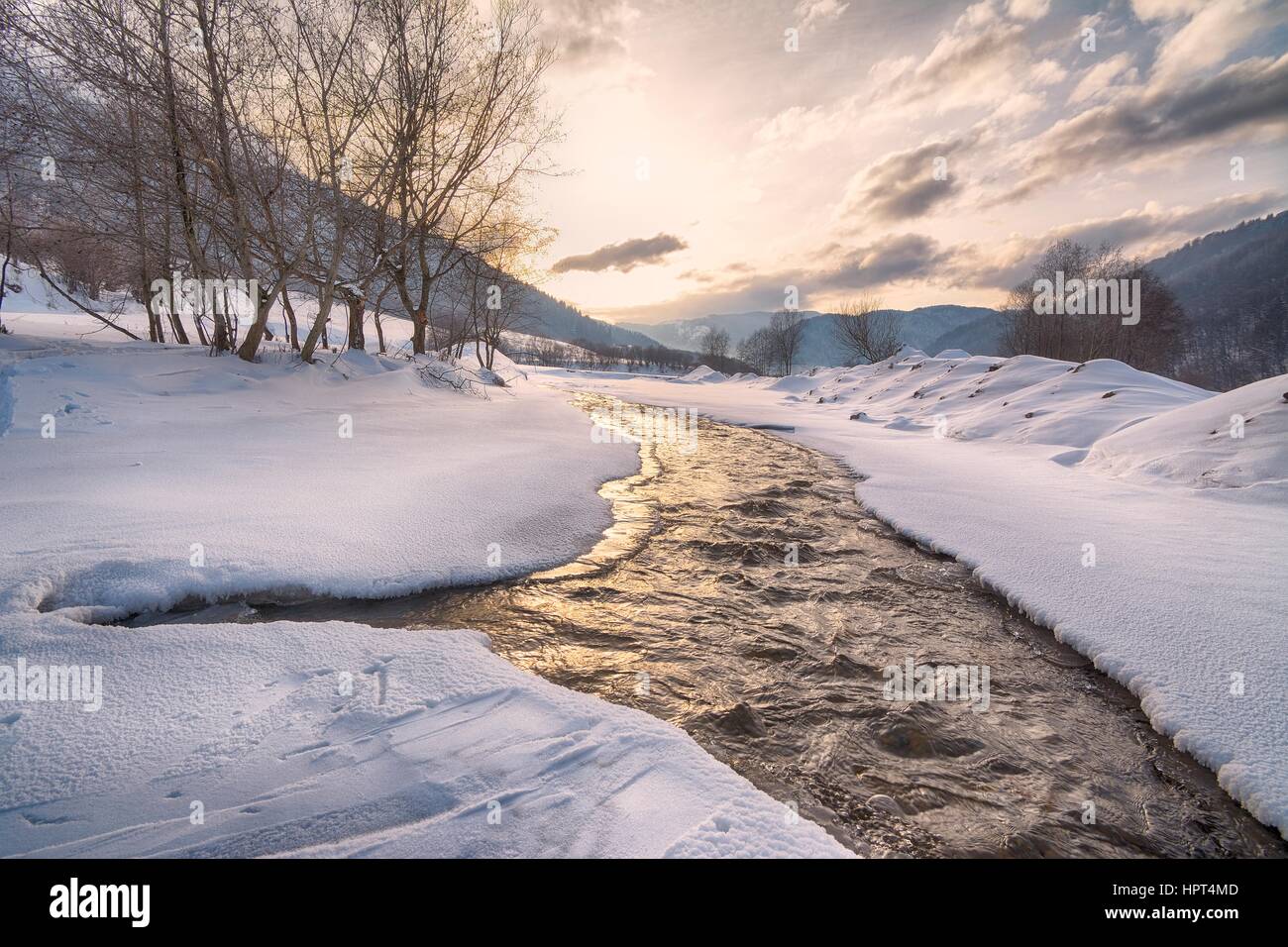 River mountain ice snow stones Stock Photo - Alamy