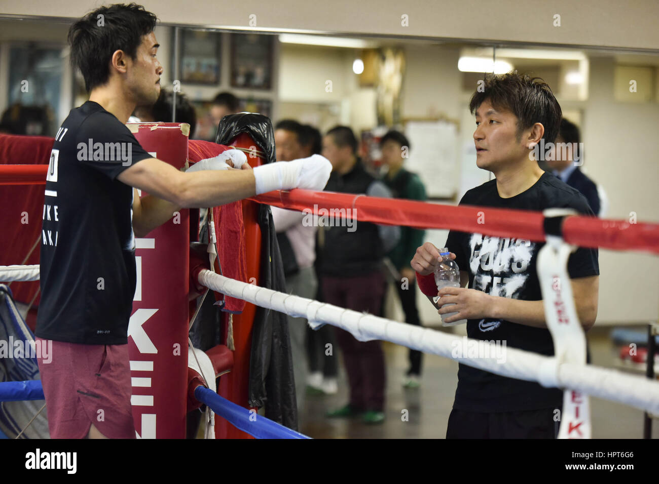 Tokyo, Japan. 23rd Feb, 2017. (L-R) Shinsuke Yamanaka, Shin Yamato ...