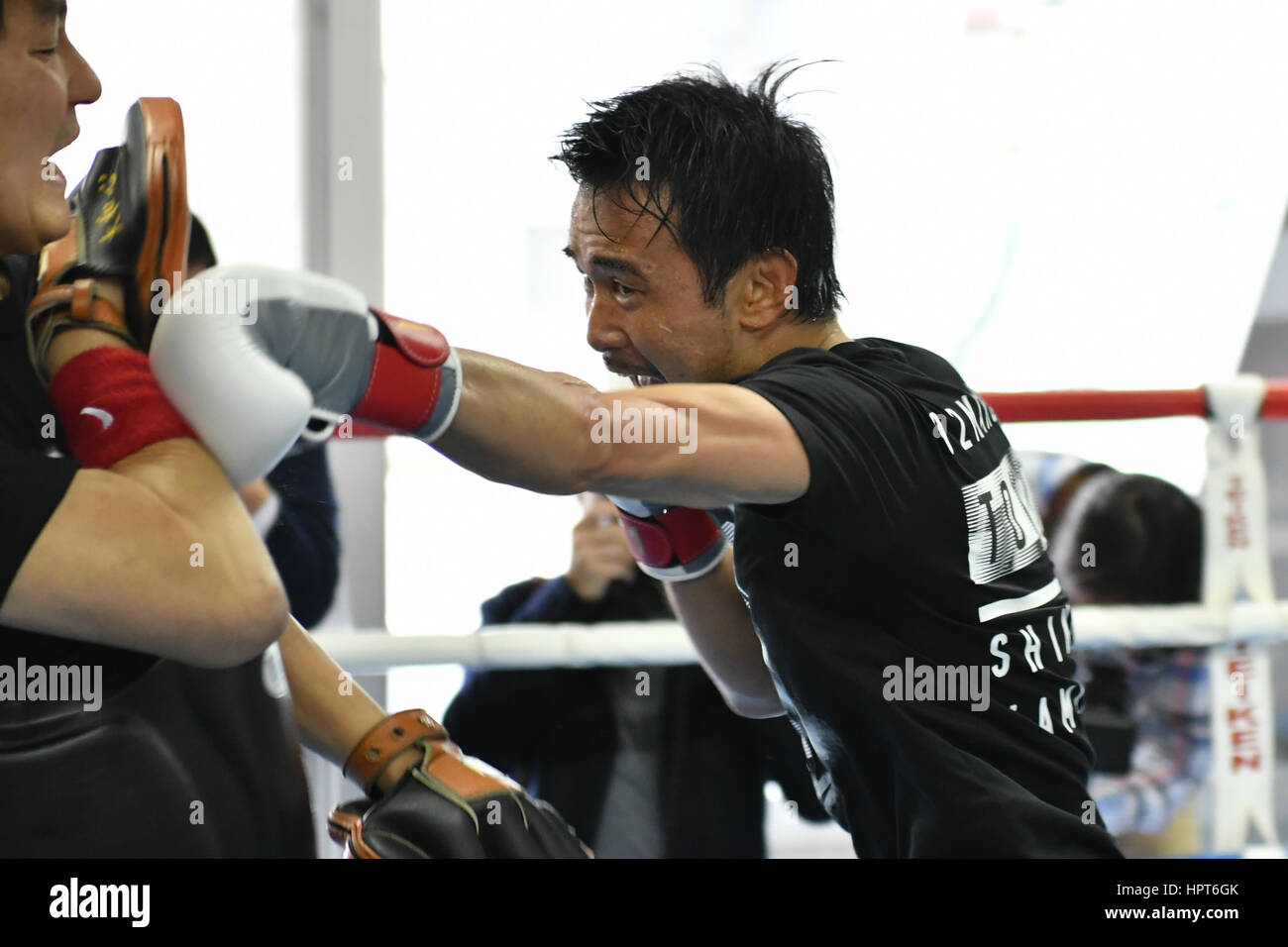 Tokyo, Japan. 23rd Feb, 2017. (R-L) Shinsuke Yamanaka, Shin Yamato ...