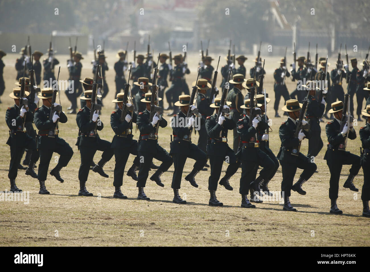 Kathmandu Nepal 24th Feb 2017 Nepalese Army Soldiers Demonstrate