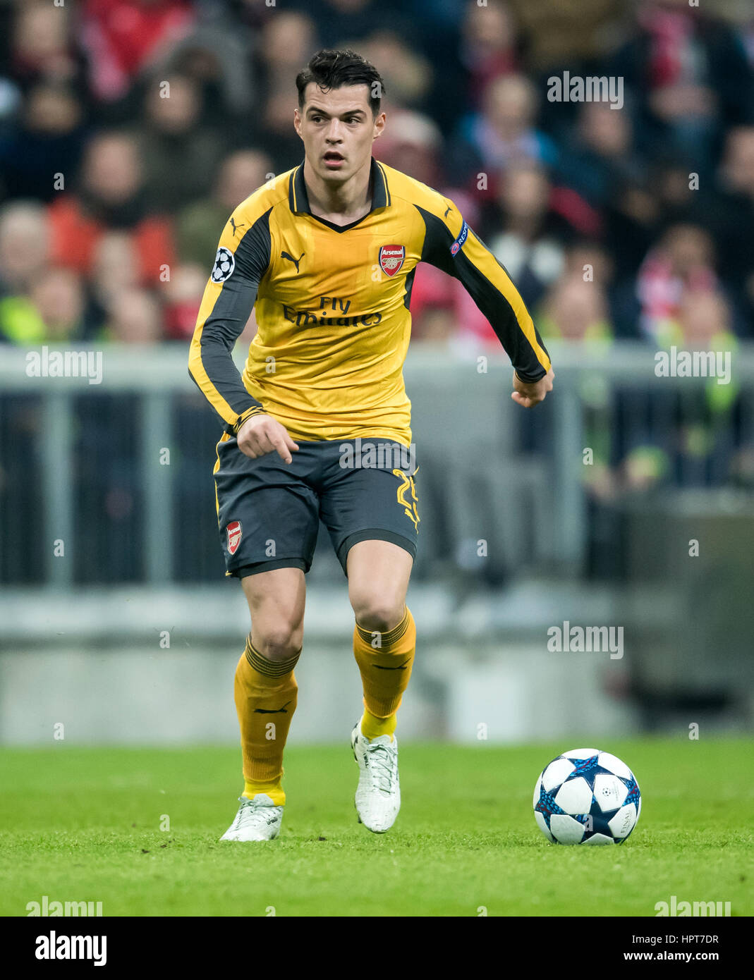 Munich, Germany. 15th Feb, 2017. Arsenal's Granit Xhaka, photographed ...