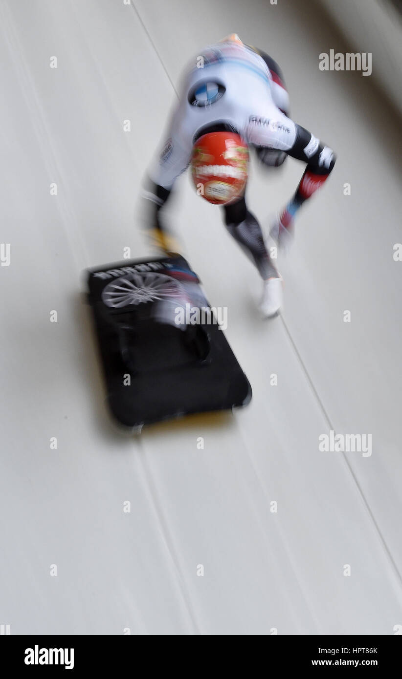 Skeleton pilot Christopher Grotheer from Germany in action during the ...