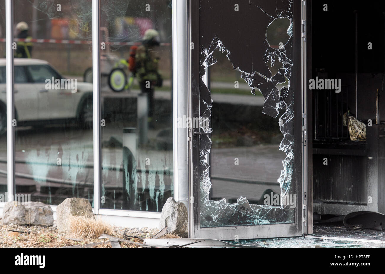 Freiburg, Germany. 24th Feb, 2017. View of the windows covered in grime ...