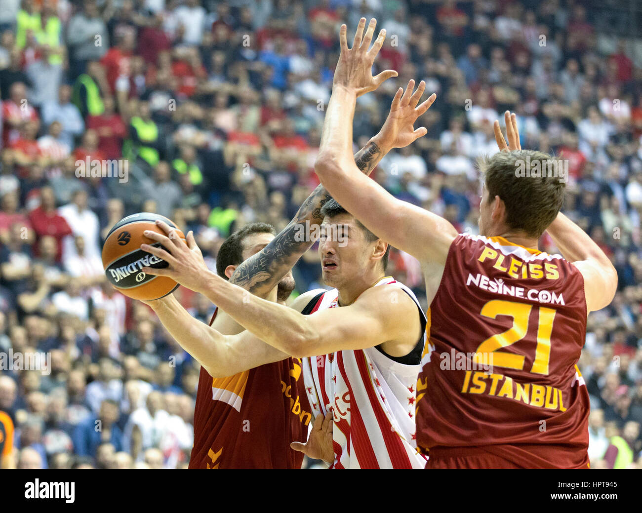Belgrade, Serbia. 23rd February, 2017. Luka Mitrovic of Crvena Zvezda ...