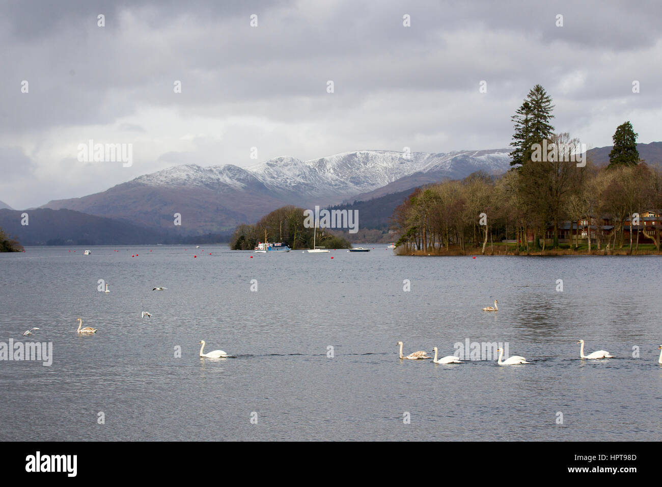 Lake Windermere, Cumbria, UK. 24th Feb, 2017. UK Weather. Overcast day ...