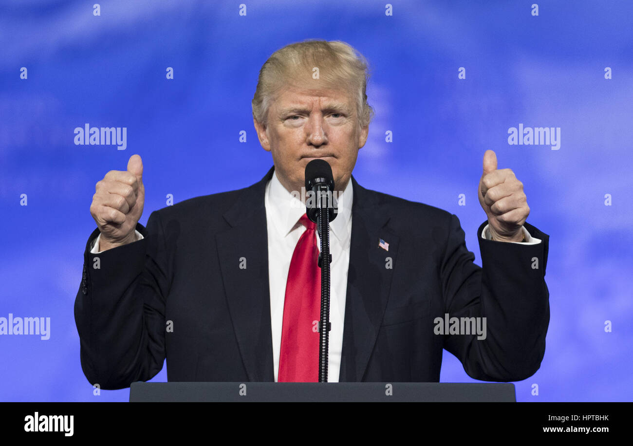 February 24, 2017 - President DONALD TRUMP gives a thumbs up while ...
