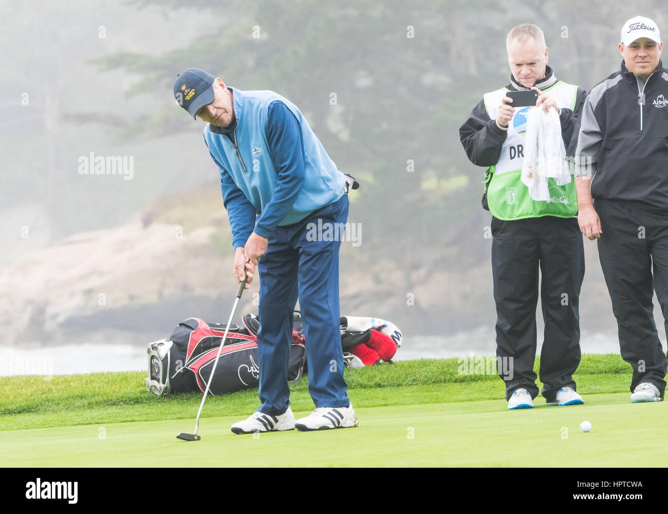 February 10th 2017, Pebble Beach, California, USA; Tom Dreesen finishes ...