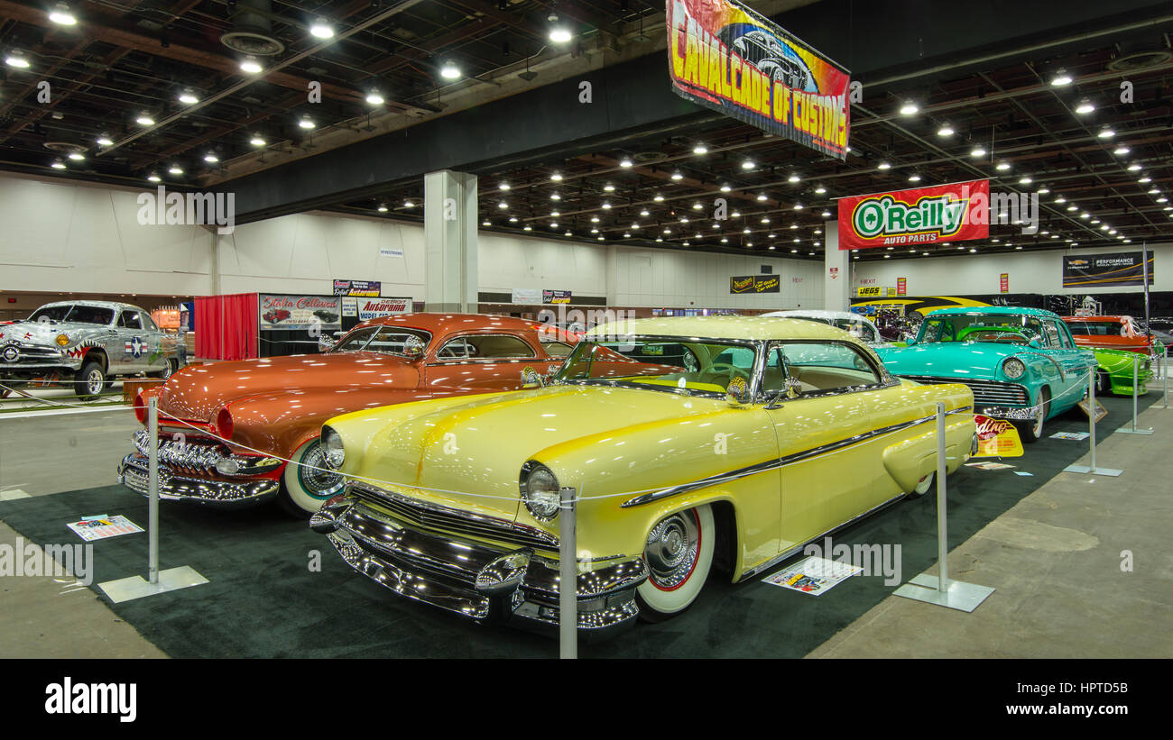 Detroit, USA. 24th Feb, 2017. 1955 Lincoln on display in the Cavalcade ...