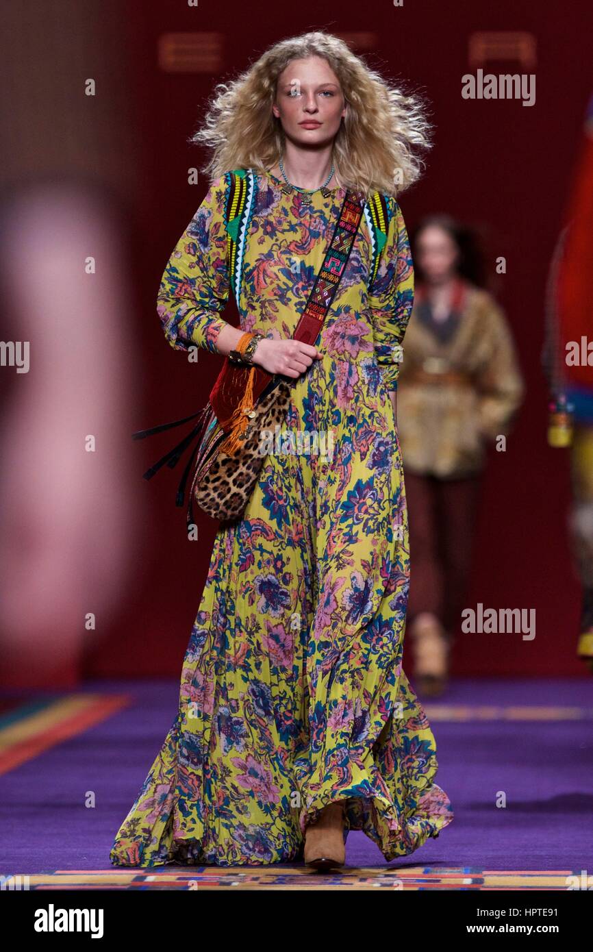 Milan. 24th Feb, 2017. A model presents a creation for fashion house ...