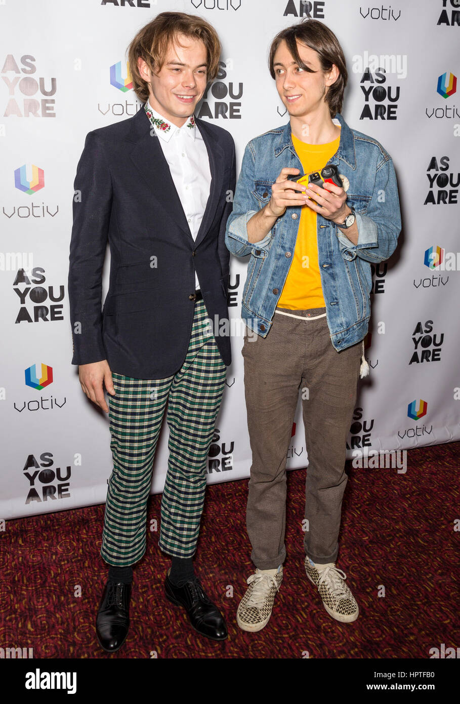 NEW YORK, NY - FEBRUARY 24, 2017: (L-R) Actors Charlie Heaton and Owen ...