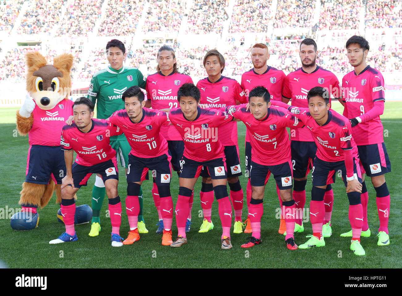 Nagai Stadium, Osaka, Japan. 25th Feb, 2017. Cerezo Osaka team group ...