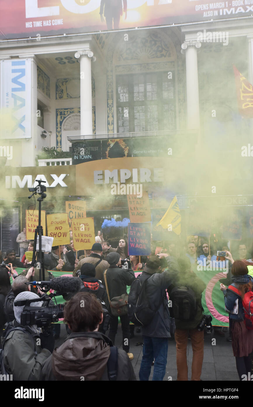 Leicester Square, London, UK. 25th Feb, 2017. Cinema staff stage a ...
