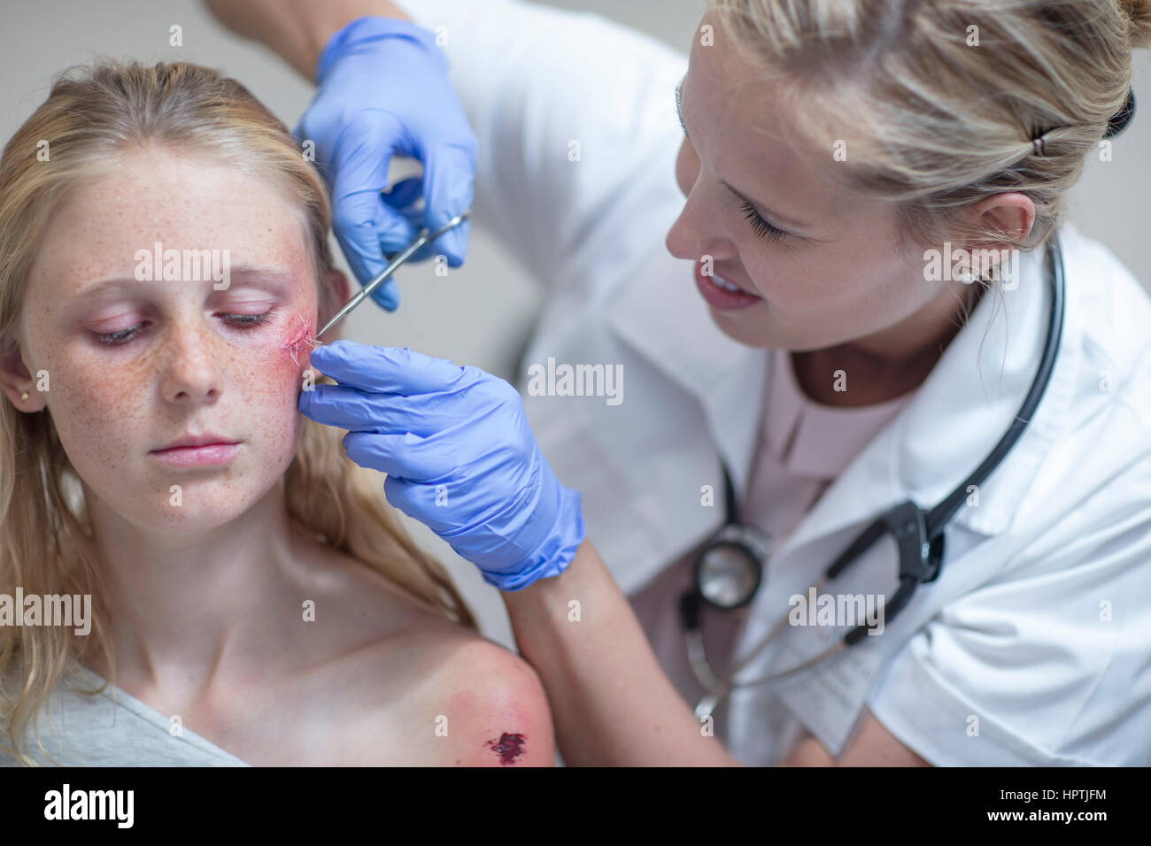 Injured woman in the emergency room of the hospital hi-res stock ...