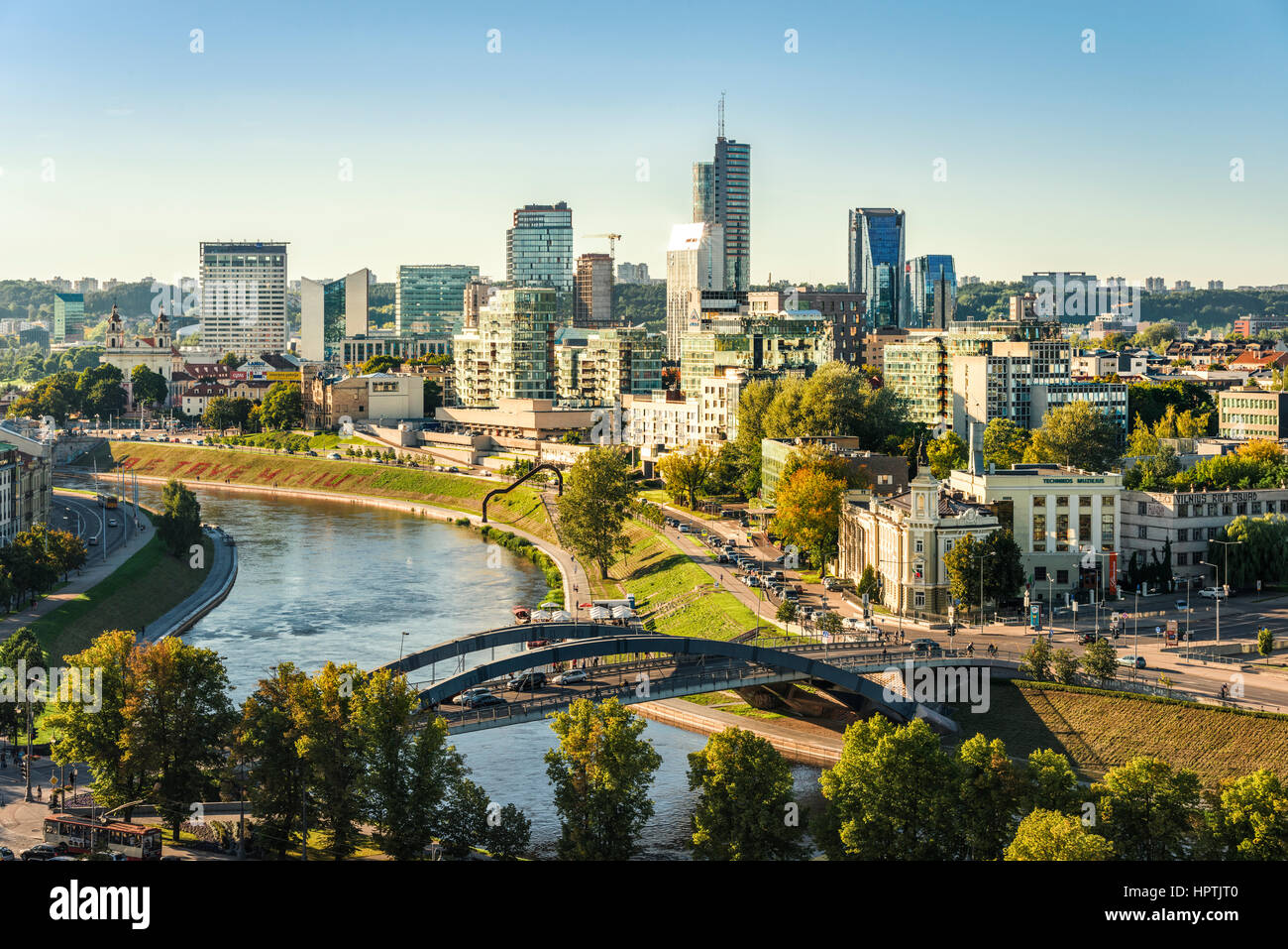 Lithuania, Vilnius, view to the modern city of Vilnius with Europa ...