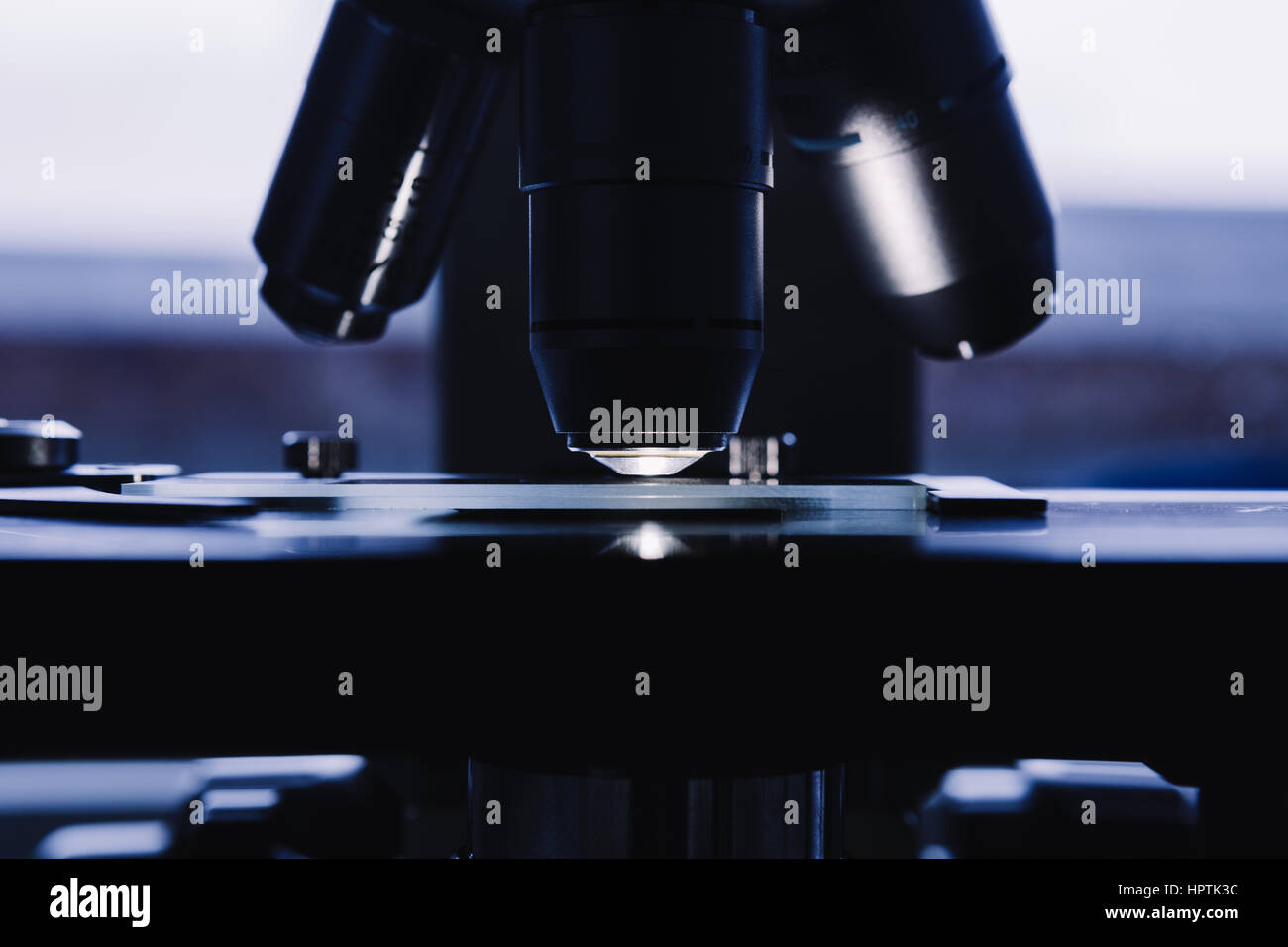 Modern microscope in the laboratory. Closeup shot Stock Photo - Alamy