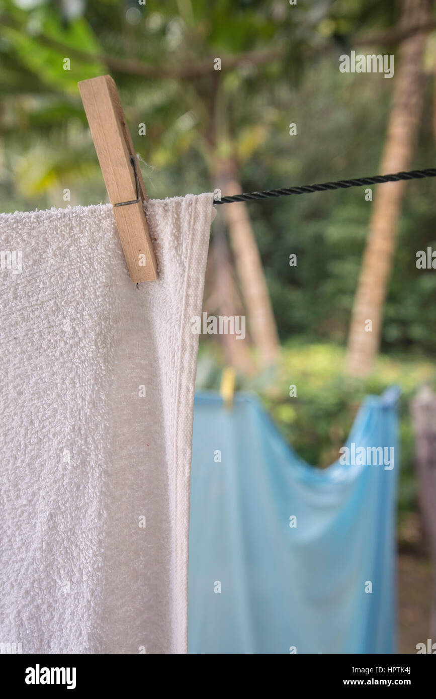 drying clothes on a line Stock Photo - Alamy