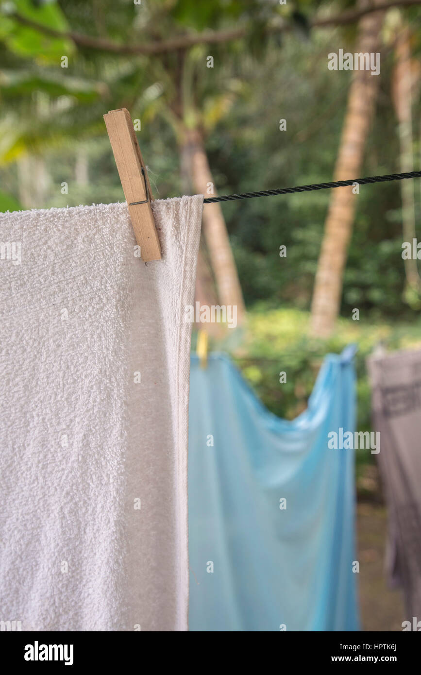 drying clothes on a line Stock Photo - Alamy
