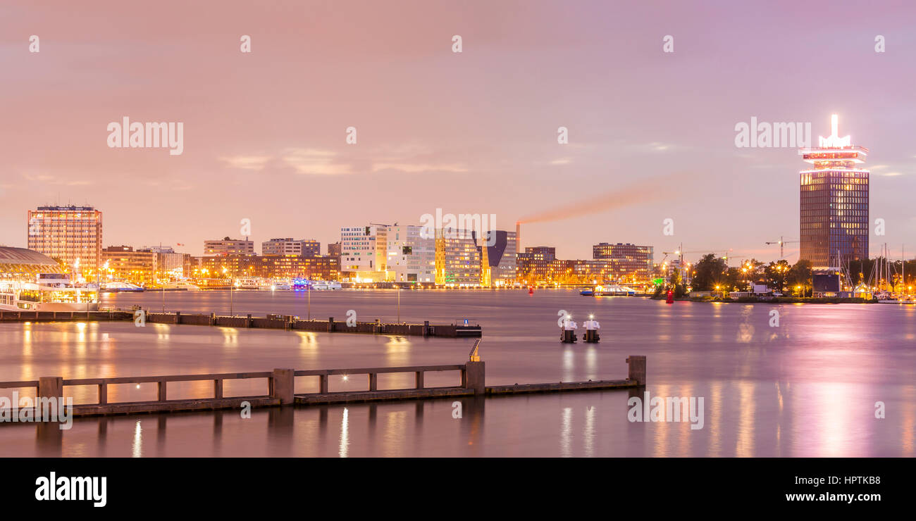 Netherlands, Amsterdam, view to Westerdok, IJDock and A'Dam Lookout at ...