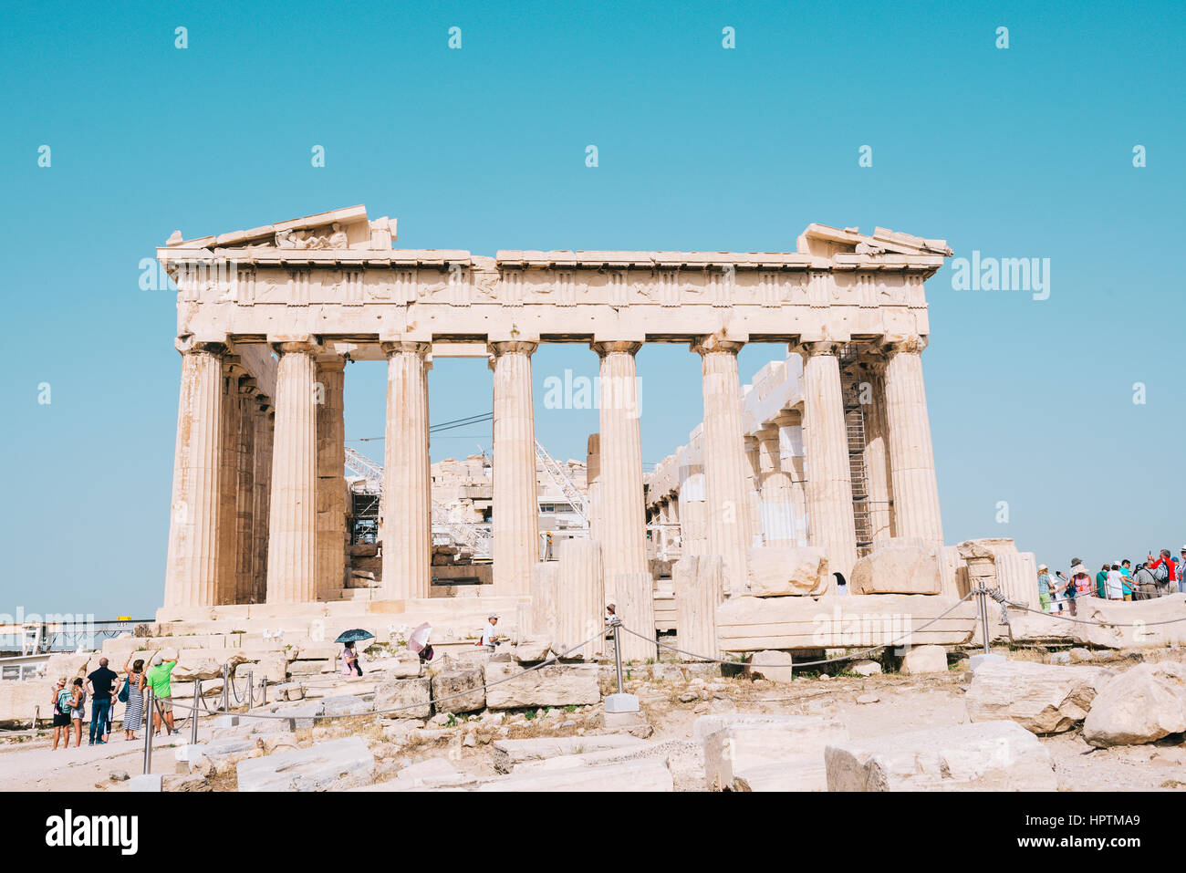 Greece, Athens, tourists visiting the Parthenon temple on the Acropolis Stock Photo - Alamy