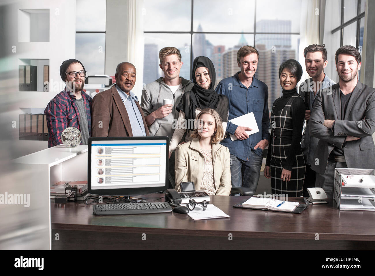Group of business colleagues in city office Stock Photo - Alamy