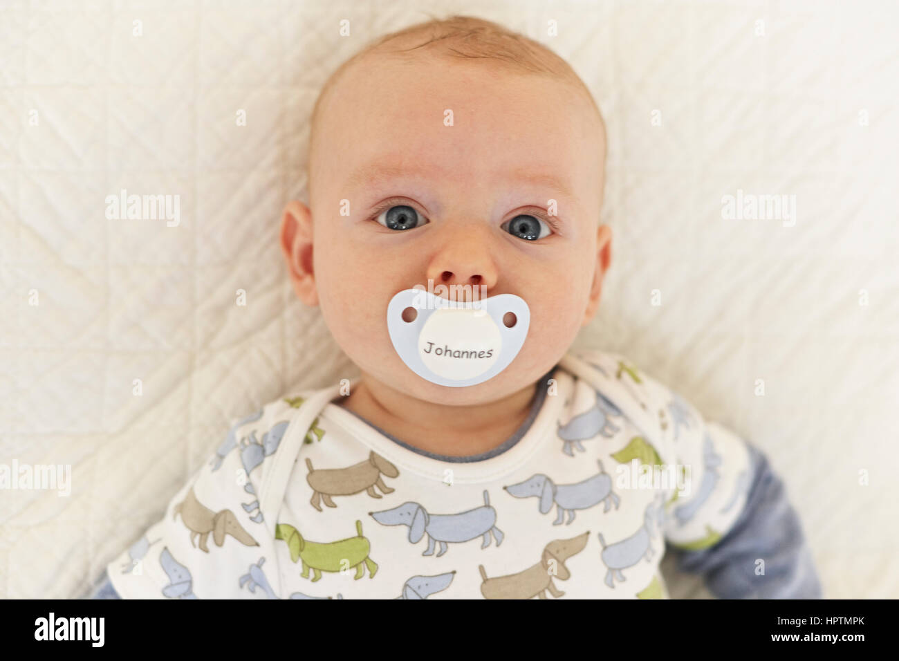 Portrait of baby with pacifier Stock Photo - Alamy