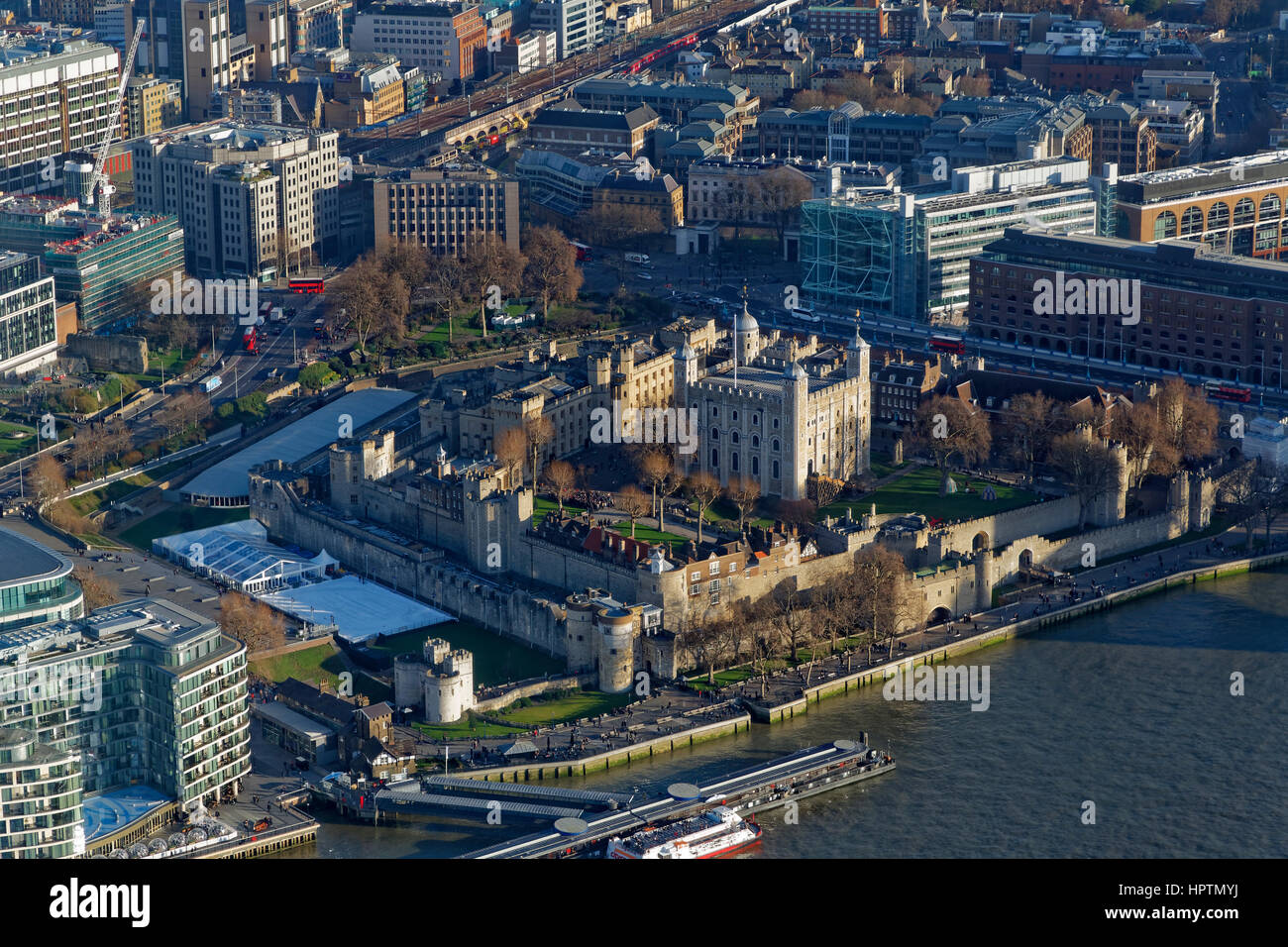 UK, London, cityscape with River Thames and Tower of London Stock Photo ...