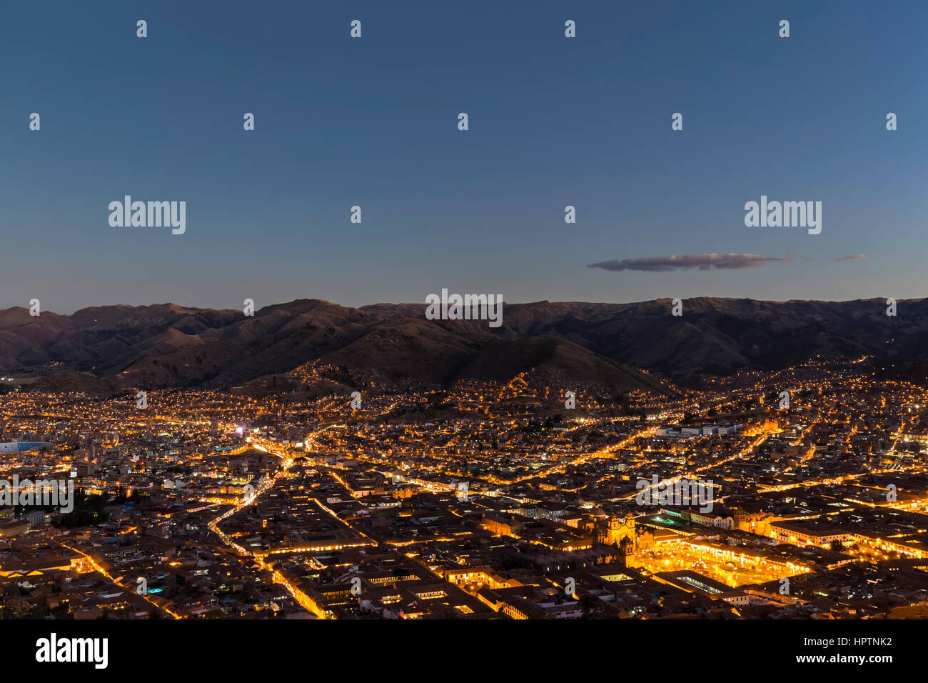 Peru, Andes, Cusco, cityscape as seen from Cristo Blanco Statue at ...