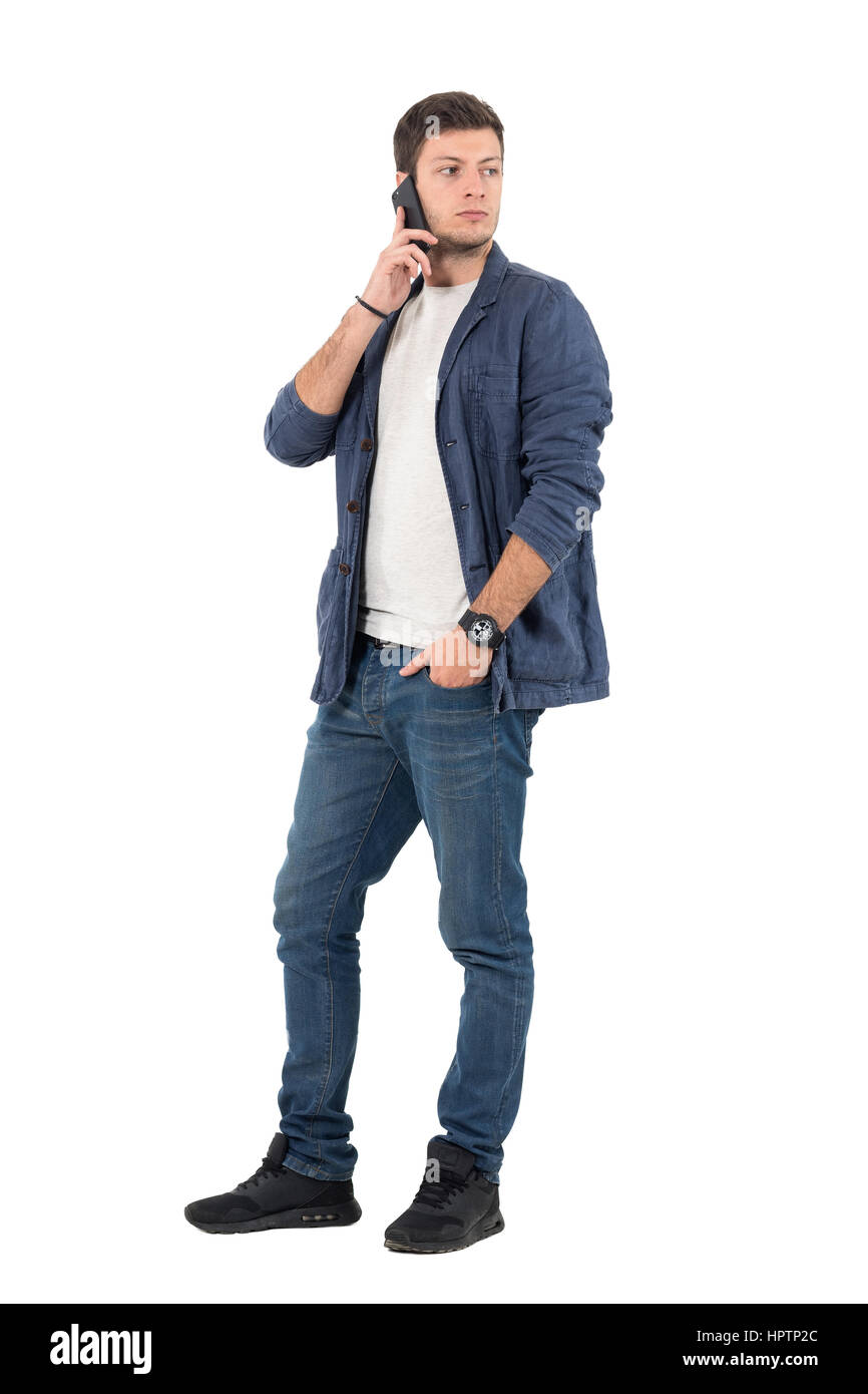 Mobile phone worried man Cut Out Stock Images & Pictures - Alamy