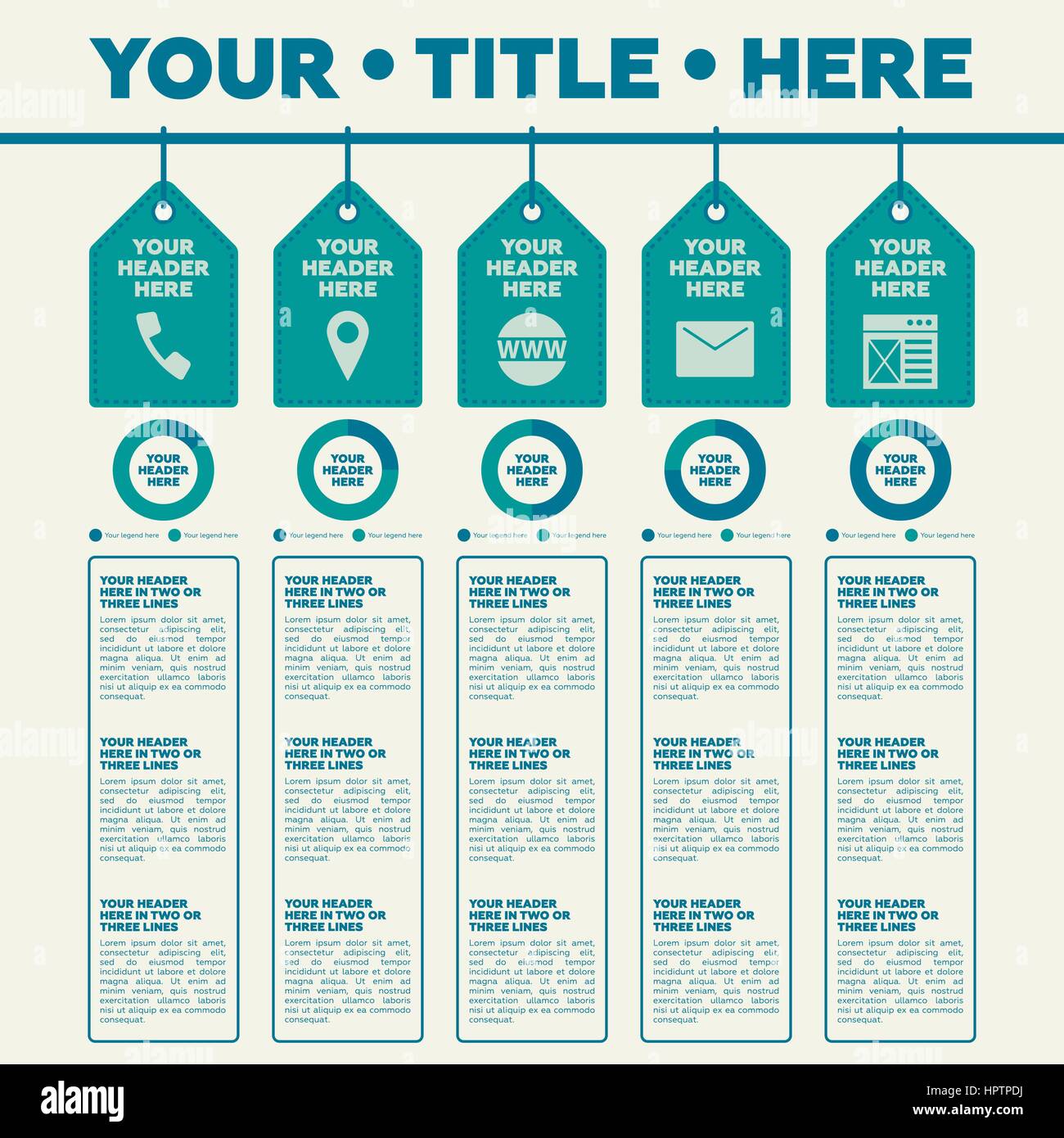 Infographics elements. 5 labels with icons and pie chart Stock Vector ...