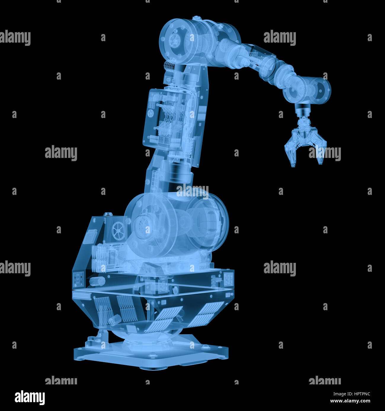 3d rendering x ray robotic arm isolated on black Stock Photo - Alamy