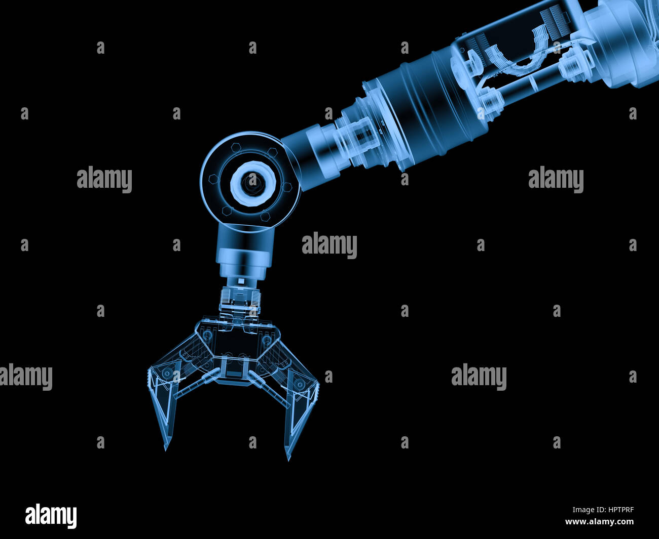 3d rendering x ray robotic arm isolated on black Stock Photo - Alamy