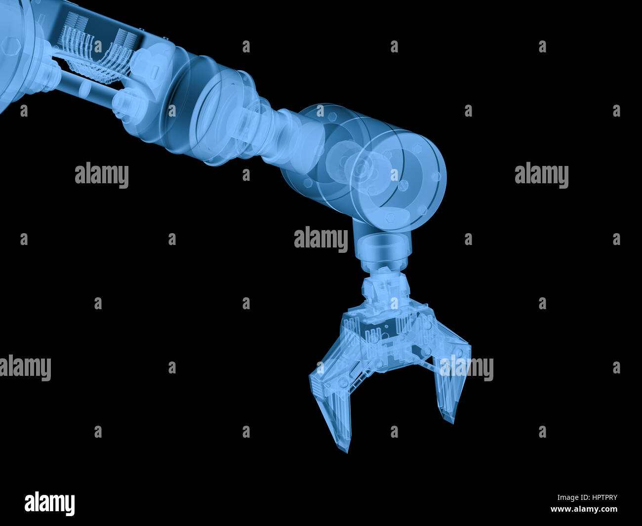3d rendering x ray robotic arm isolated on black Stock Photo - Alamy
