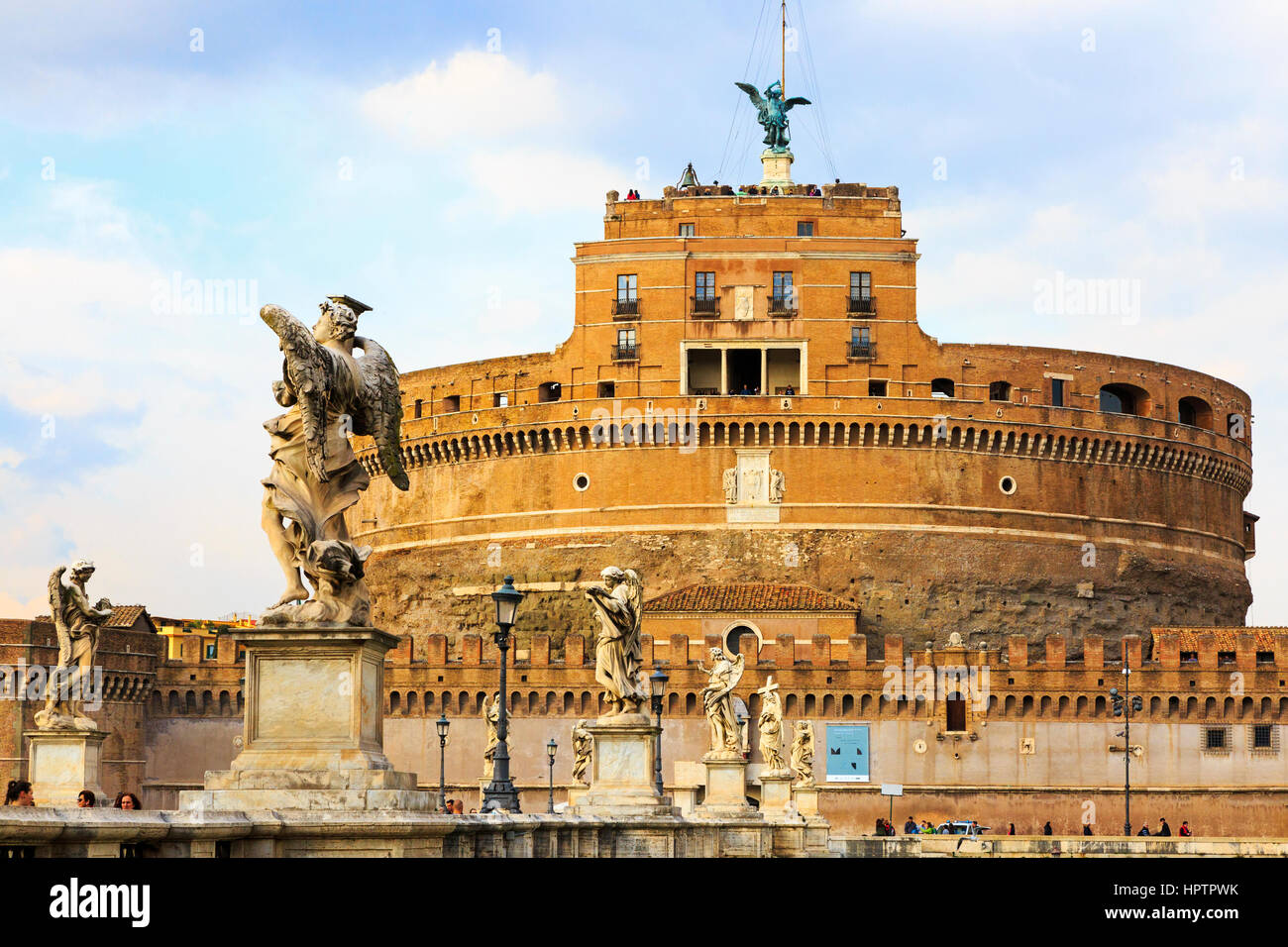 Castel Sant Angelo, with the bridge Pont Sant Angelo across the River ...