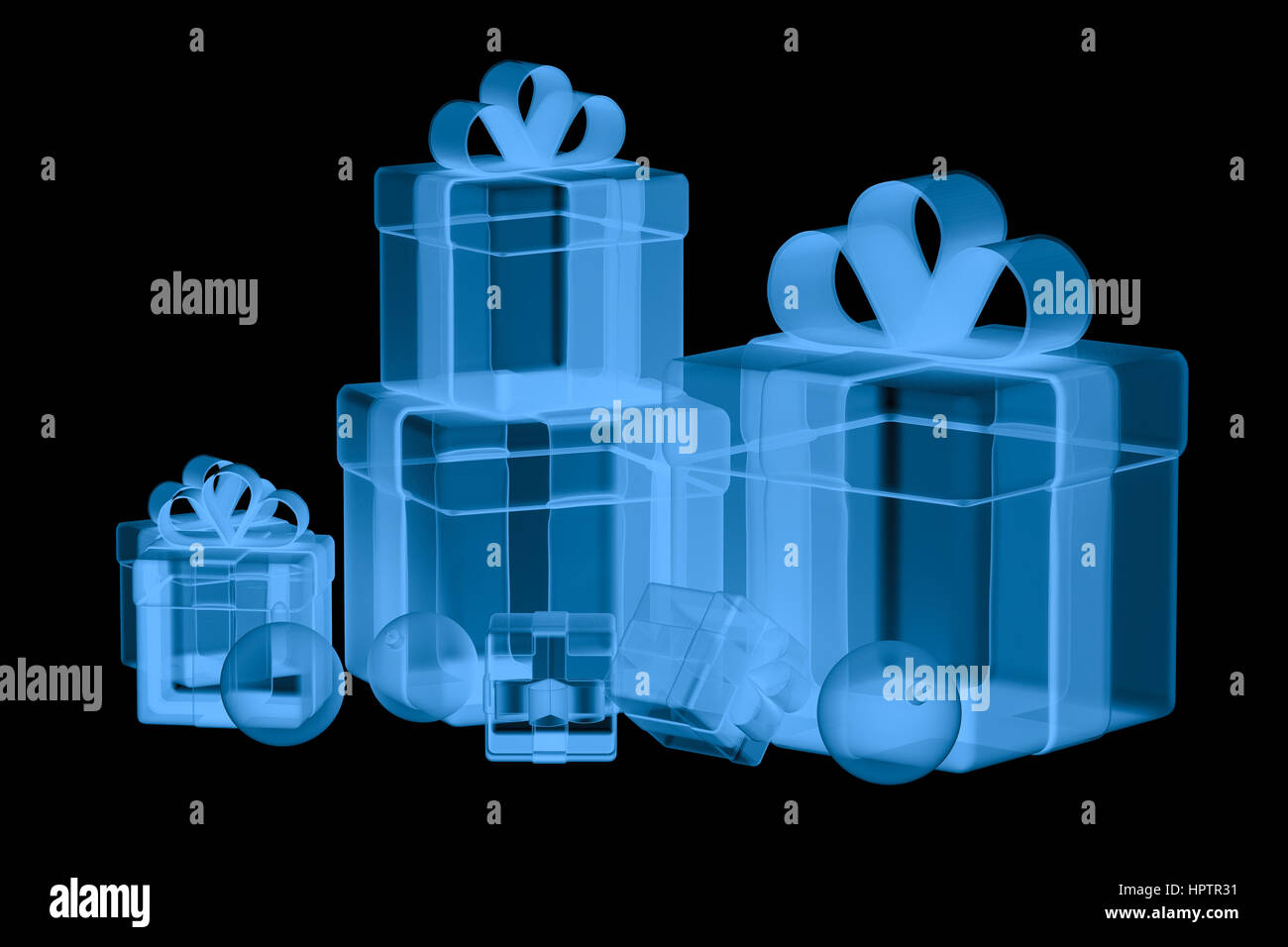 3d rendering x ray gift box isolated on black Stock Photo - Alamy